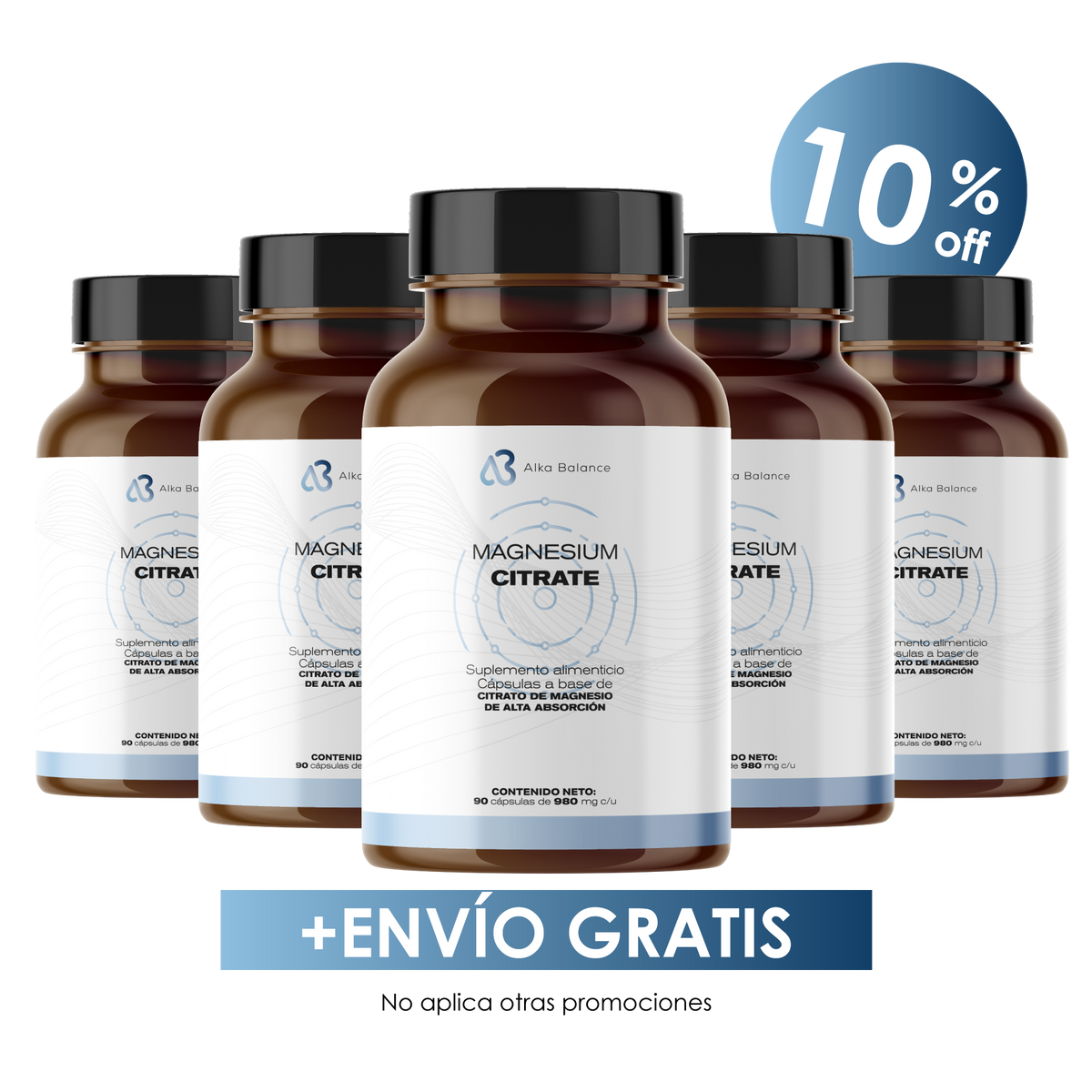 KIT - Citrato de Magnesio (5 botes) | Alka Balance
